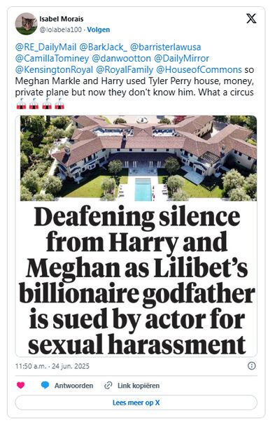 Tyler Perry in de steek gelaten door Harry en Meghan